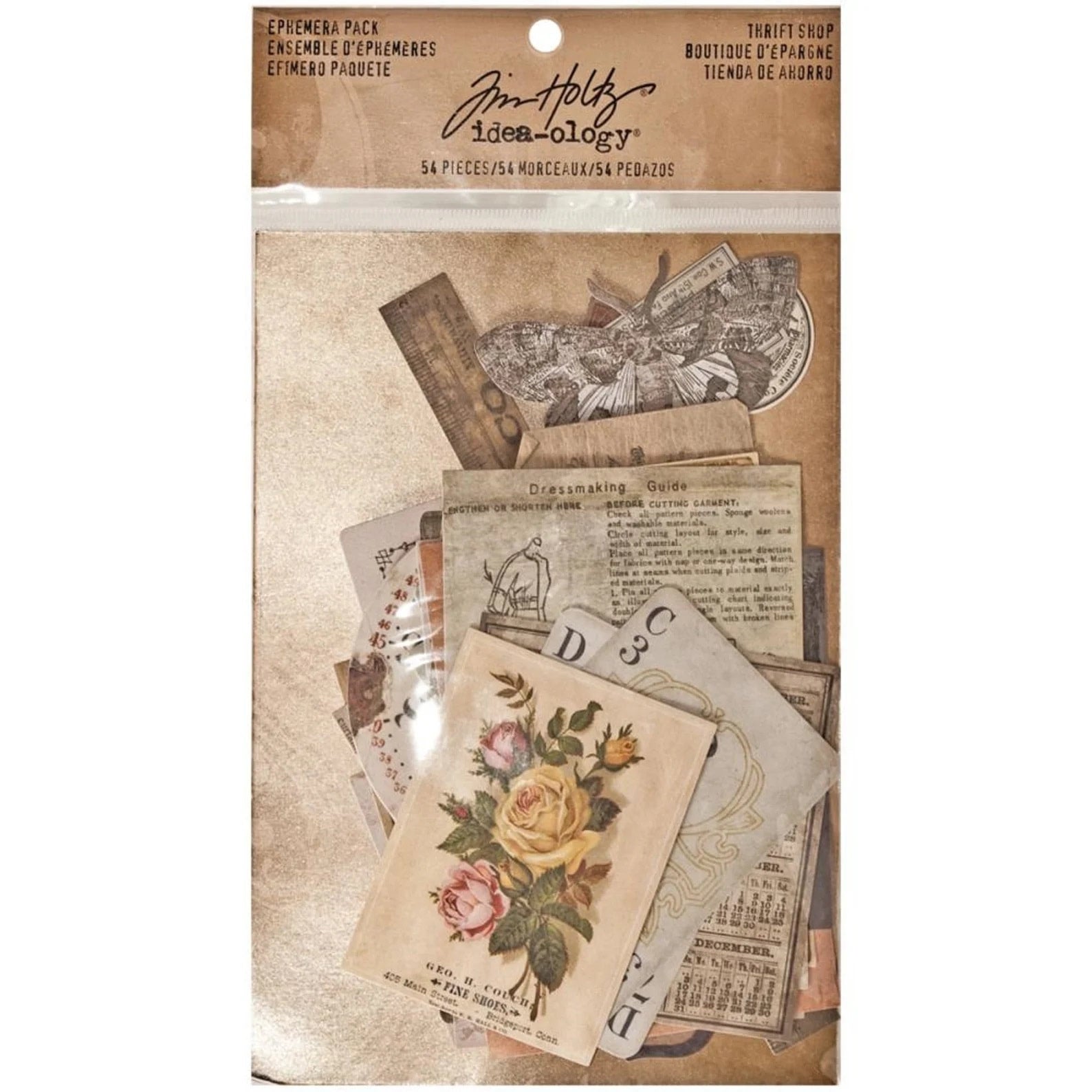 Tim Holtz Idea Ology Ephemera Pack Thrift Shop Paper Poppy
