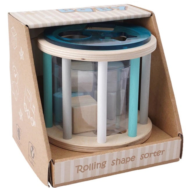 Little Tribe - Wooden Rolling Shape Sorter (Teal) | Paper Poppy